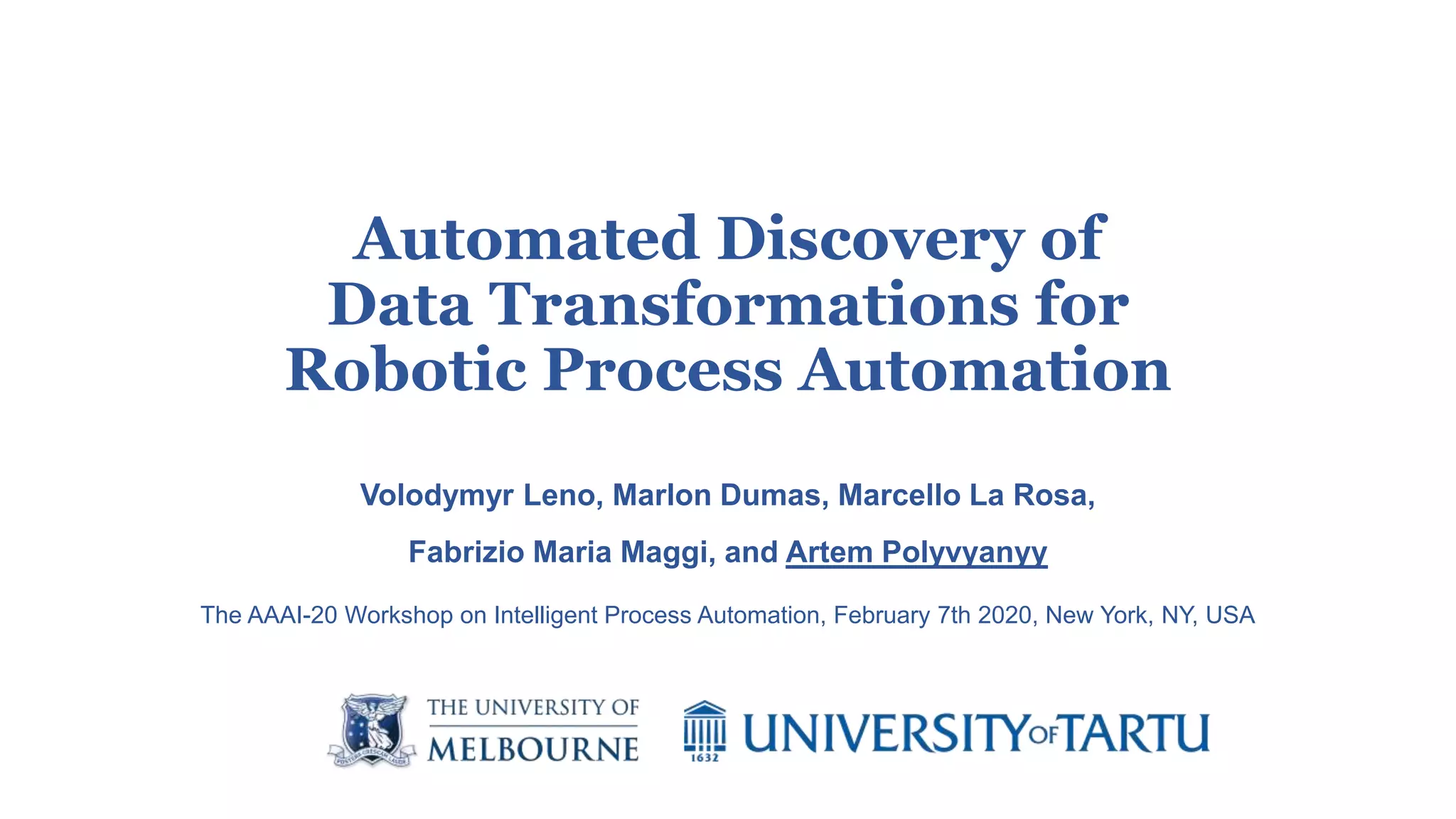 Automated Discovery of Data Transformations for Robotic Process ...