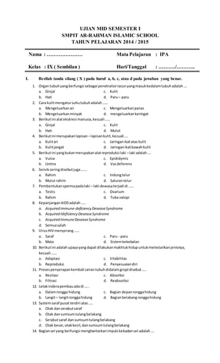 SOAL midsemester1 Ipa 9 | PDF