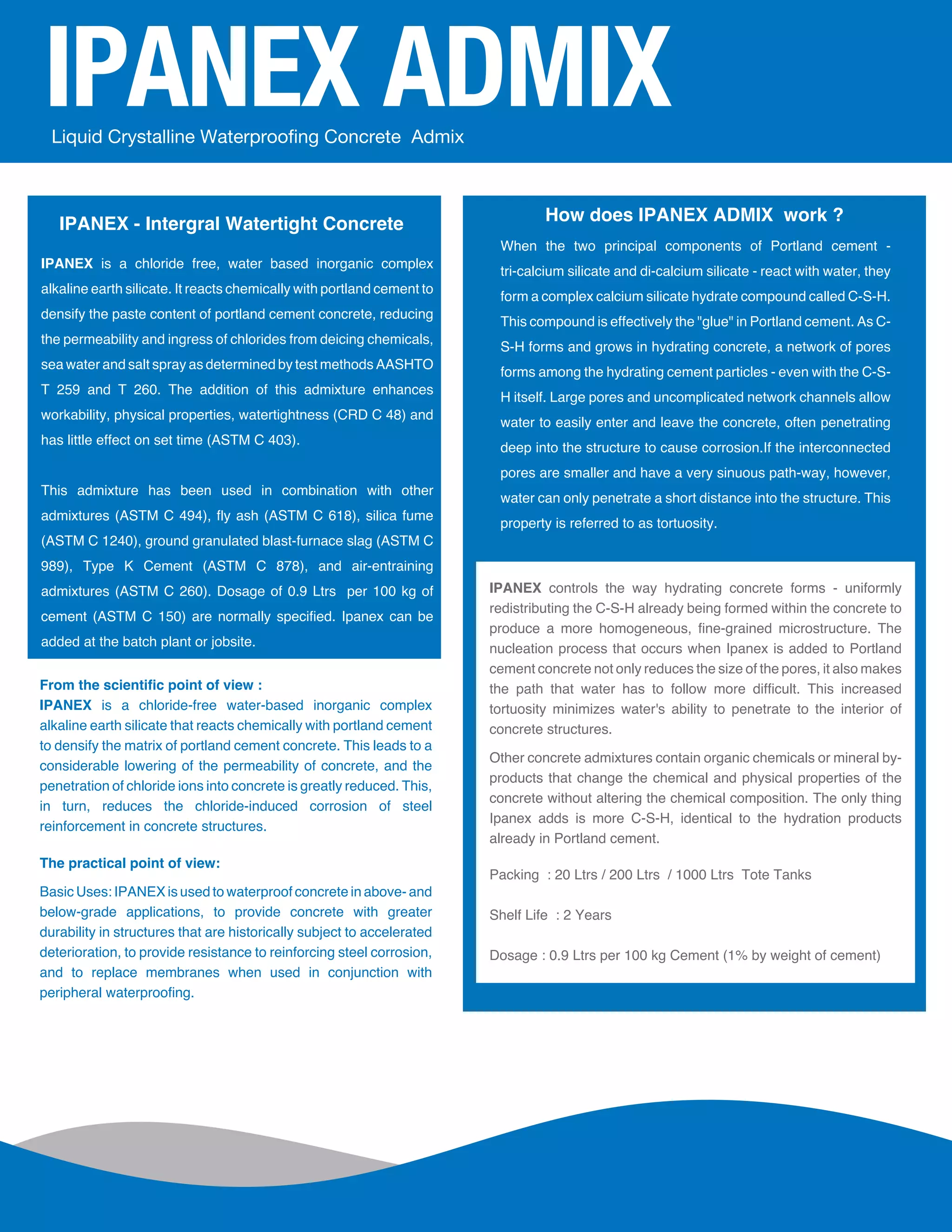 IPANEX LIQUID CRYSTALLINE WATERPROOFING ADMIX | PDF