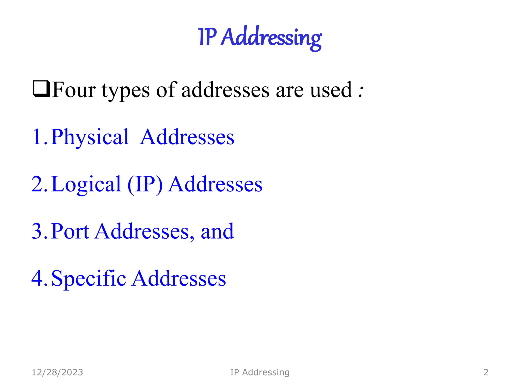 Ip Address In Data Communication And Computer Noteworkppt
