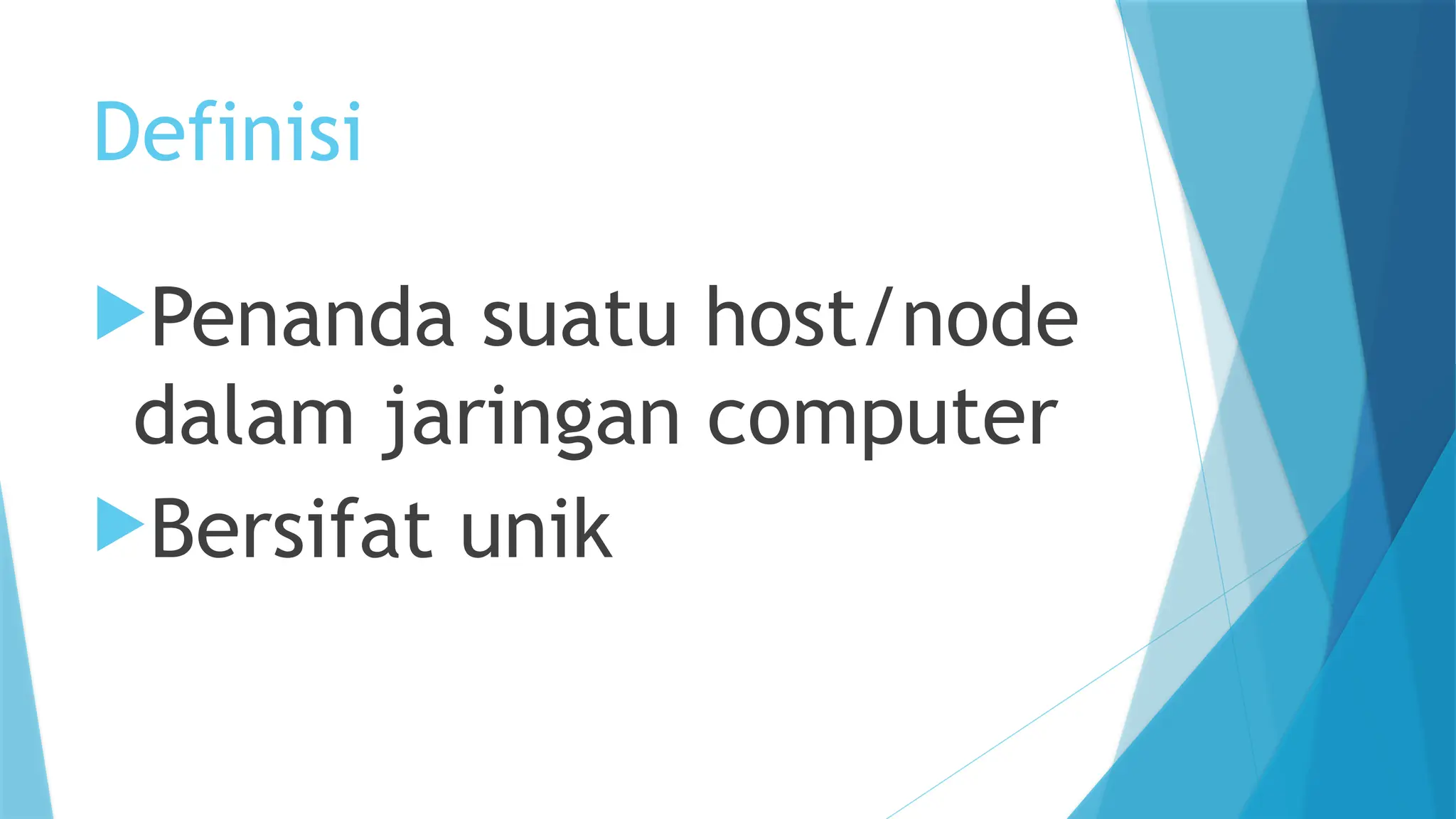 Pengalamatan (IP Address) di jaringan Komputer | PPTX