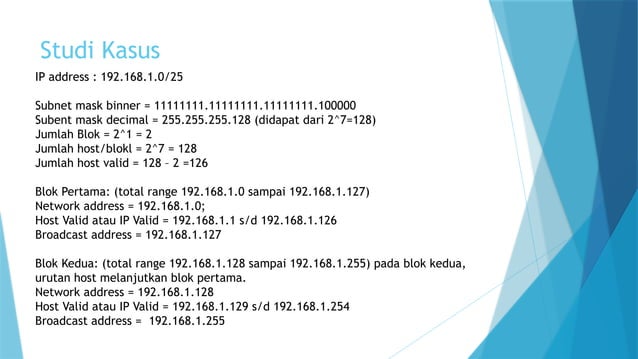 Pengalamatan (IP Address) di jaringan Komputer | PPTX