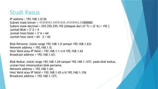 Pengalamatan (IP Address) di jaringan Komputer | PPTX