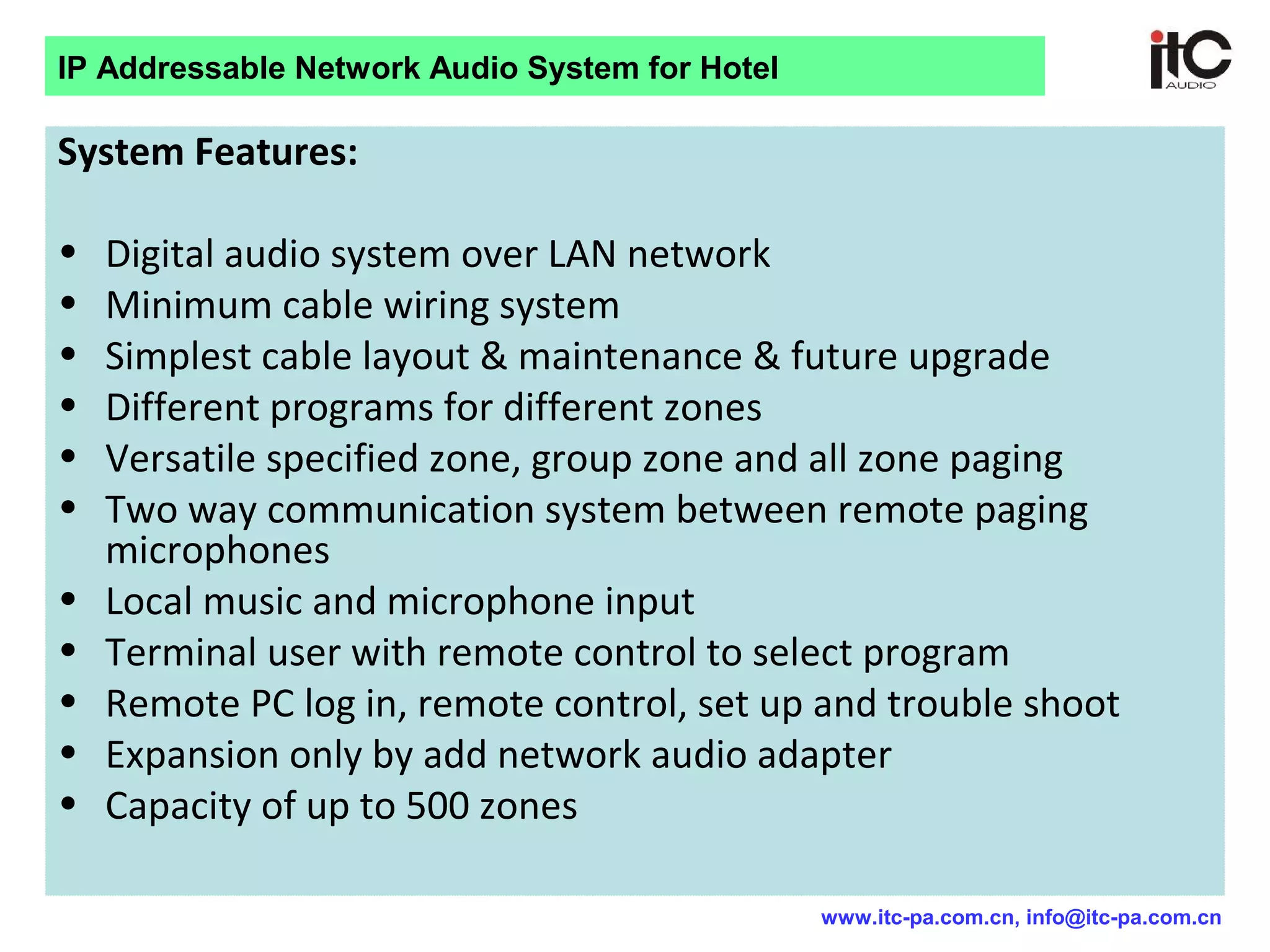 Ip addressable network audio system for hotel~a37 b1 | PPT