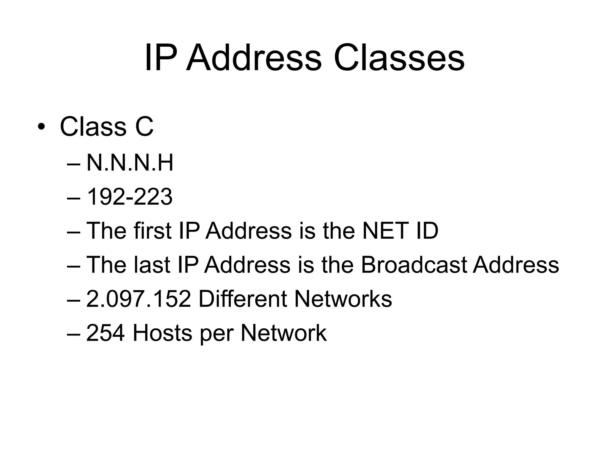 Ip address classes | PPT