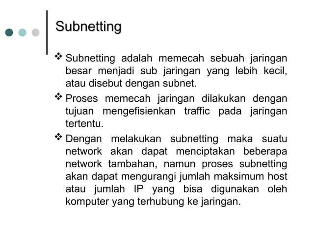 materi pembelajaran IP Address dan Subnetting | PPT