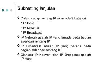materi pembelajaran IP Address dan Subnetting | PPT