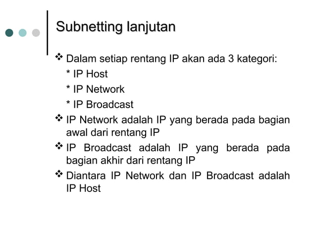 materi pembelajaran IP Address dan Subnetting | PPT