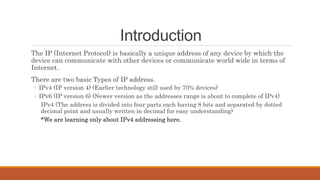 Basics of IP Addressing | PPTX