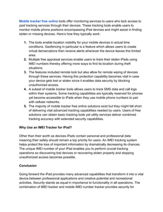 iPad Features: Leveraging Technology with IMEI Trackers | PDF