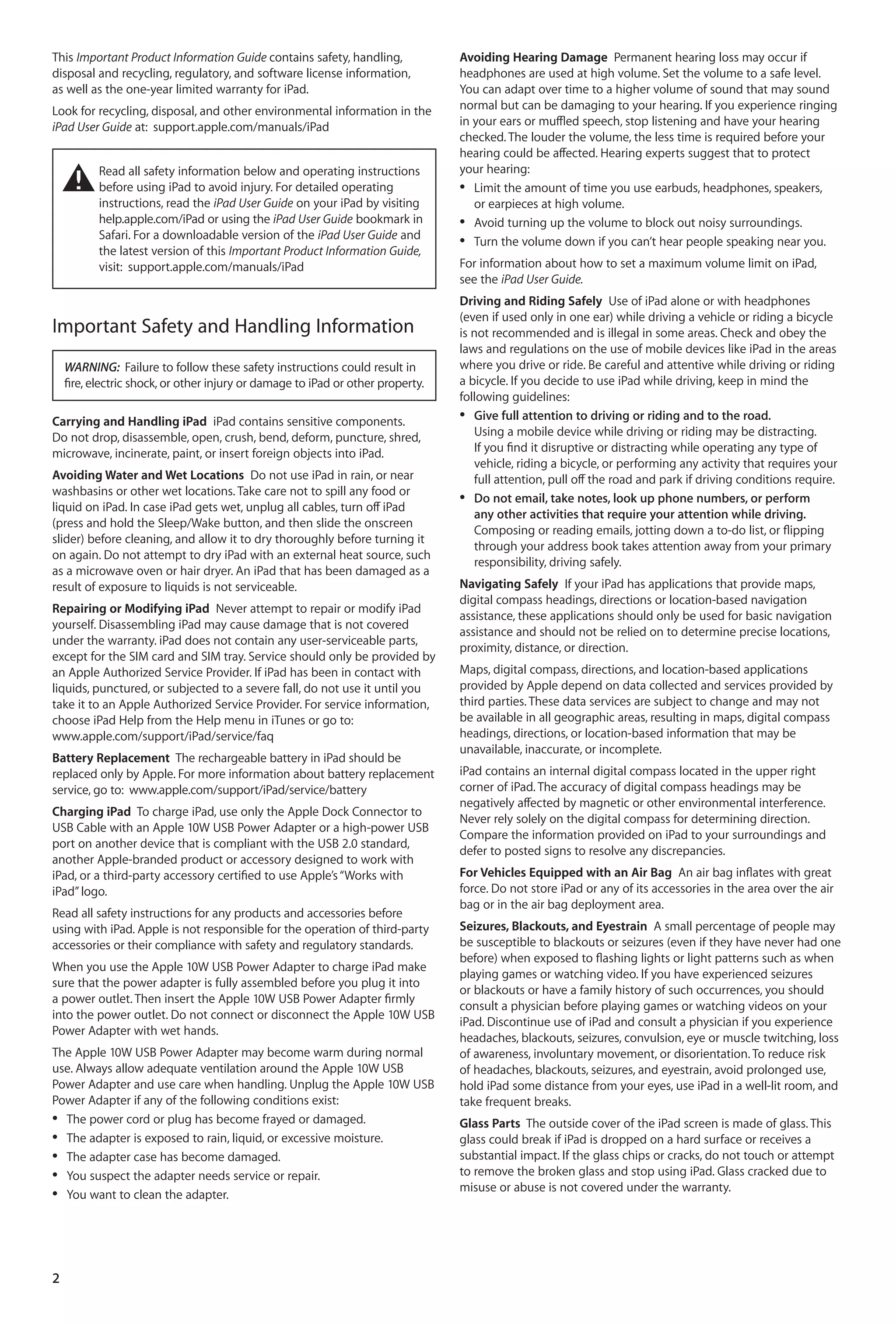 I pad important_product_information_guide | PDF