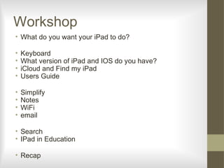 iPad Workshop | PPT