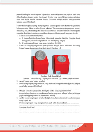 Ipa k8 s2 modul 1 pembelajaran 1- menyelidiki tekanan zat | PDF