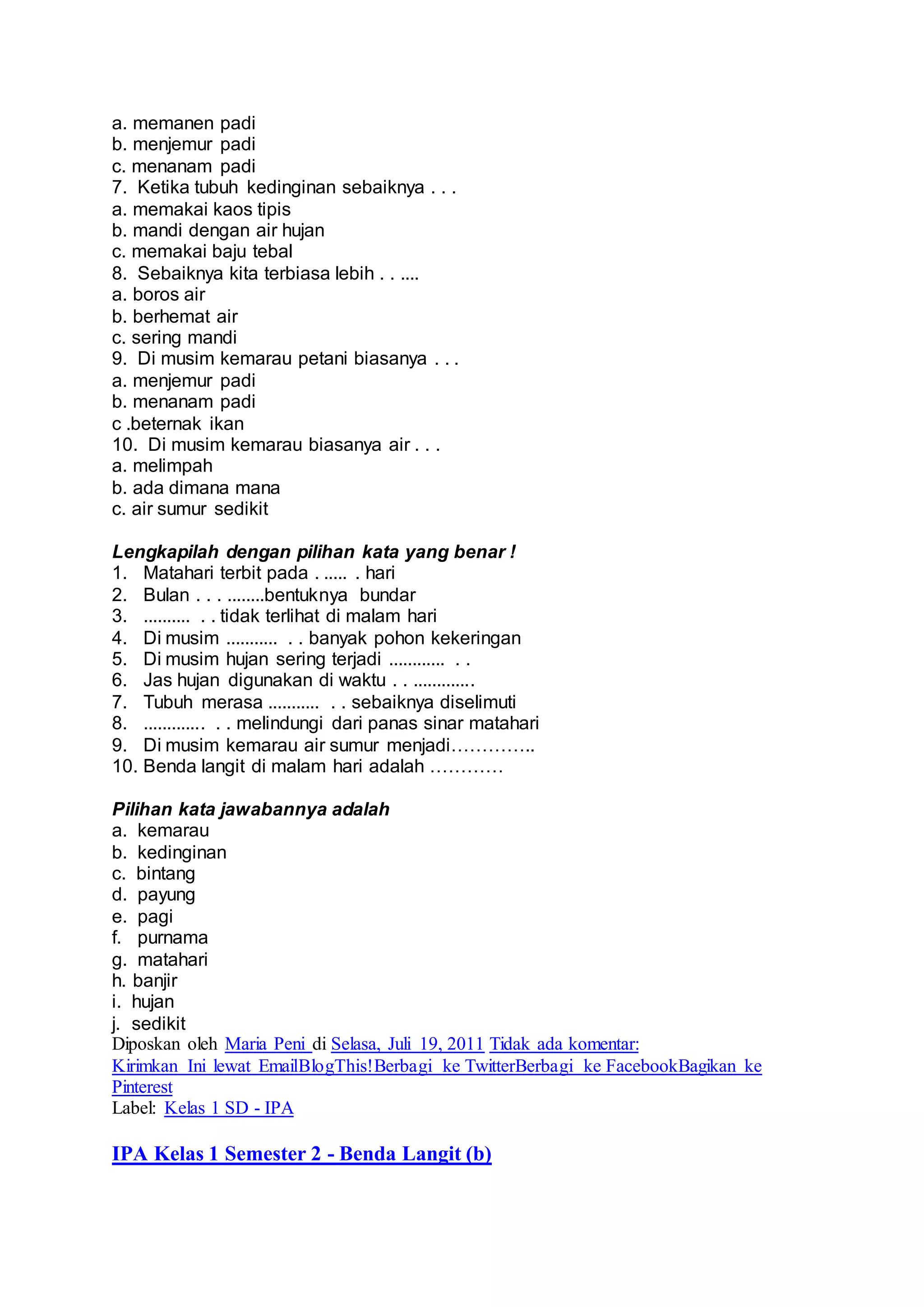 Ipa kelas 1 semester 2 | PDF