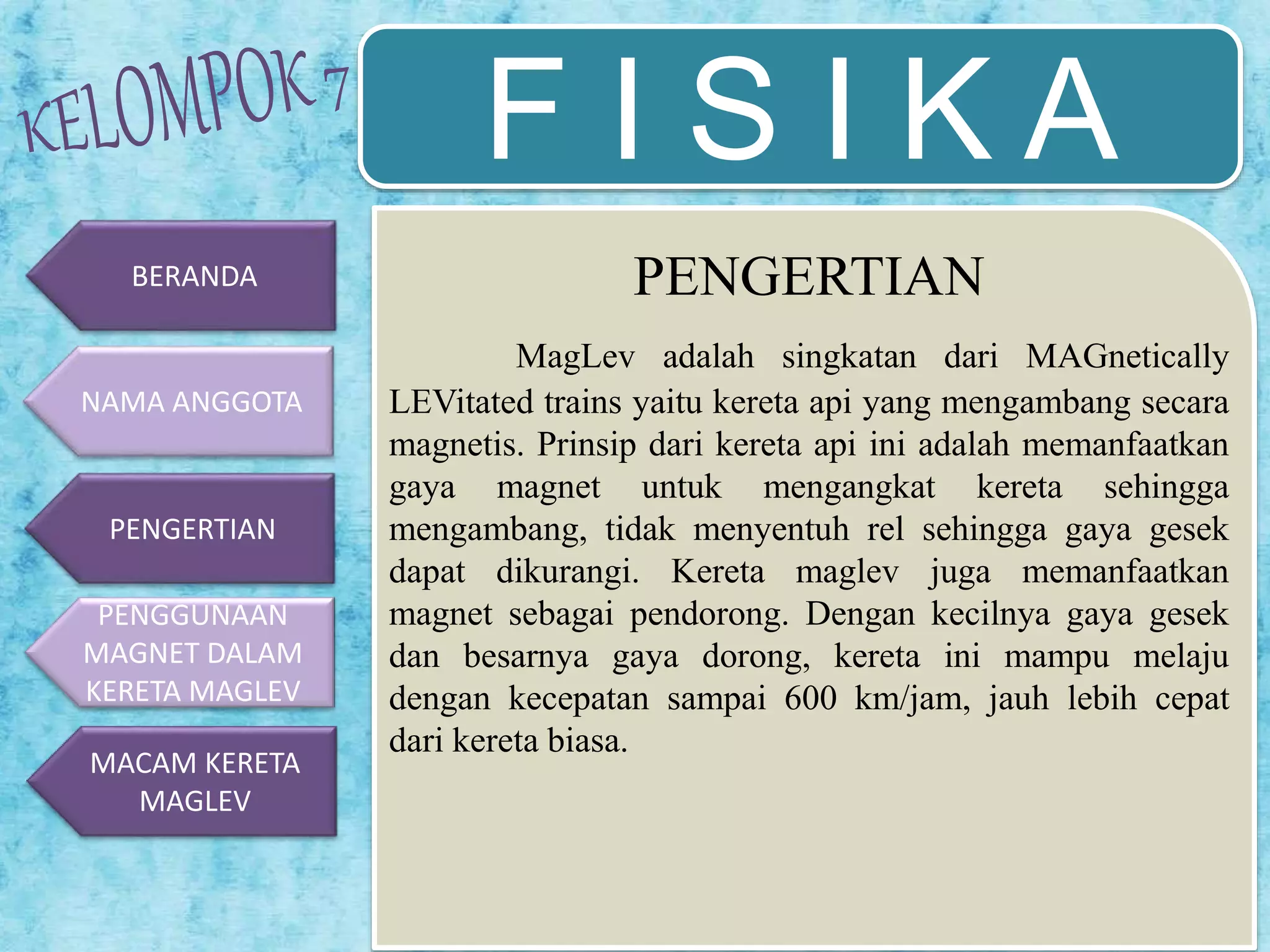 IPA FISIKA KERETA MAGLEV | PPTX