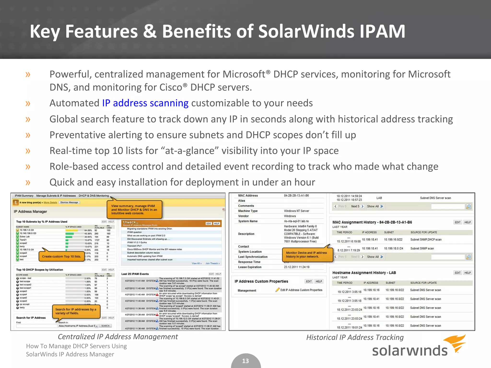 How-To: Manage DHCP Servers with SolarWinds IP Address Manager | PPT