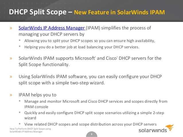 How To Perform Dhcp Split Scope Using Solarwinds Ip Address Manager
