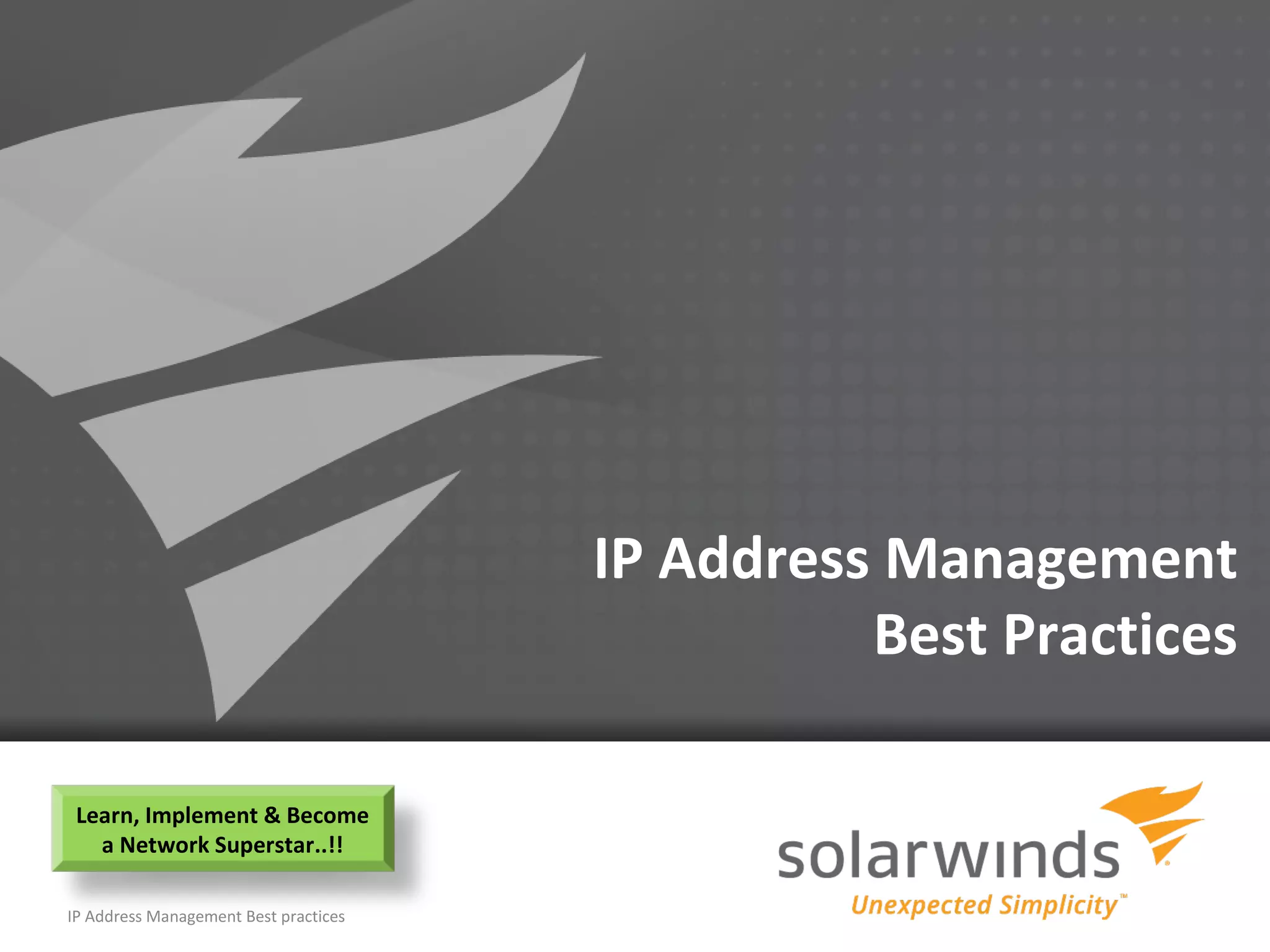 IP Address Management Best Practices | PPT