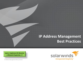 IP Address Management Best Practices | PPT