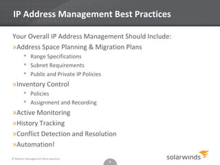 IP Address Management Best Practices | PPT