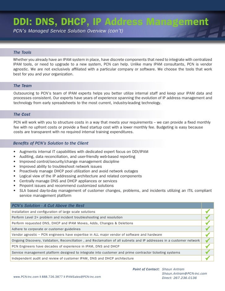 Pcn Managed Services Sheet Dns Dhcp Ip Address Management