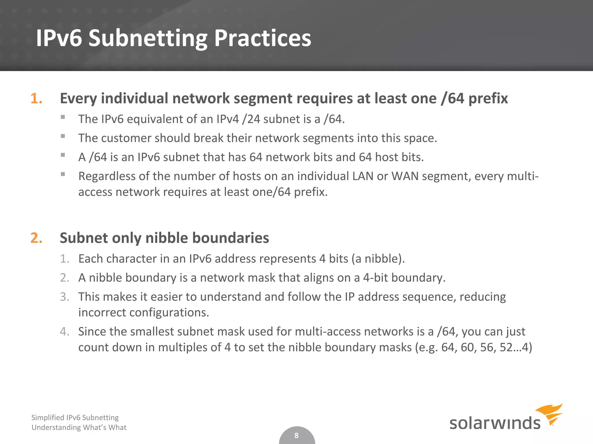 Simplified IPv6 Subnetting. Understanding What’s What. | PPT