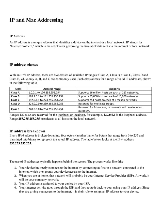 Ip and mac address | PDF