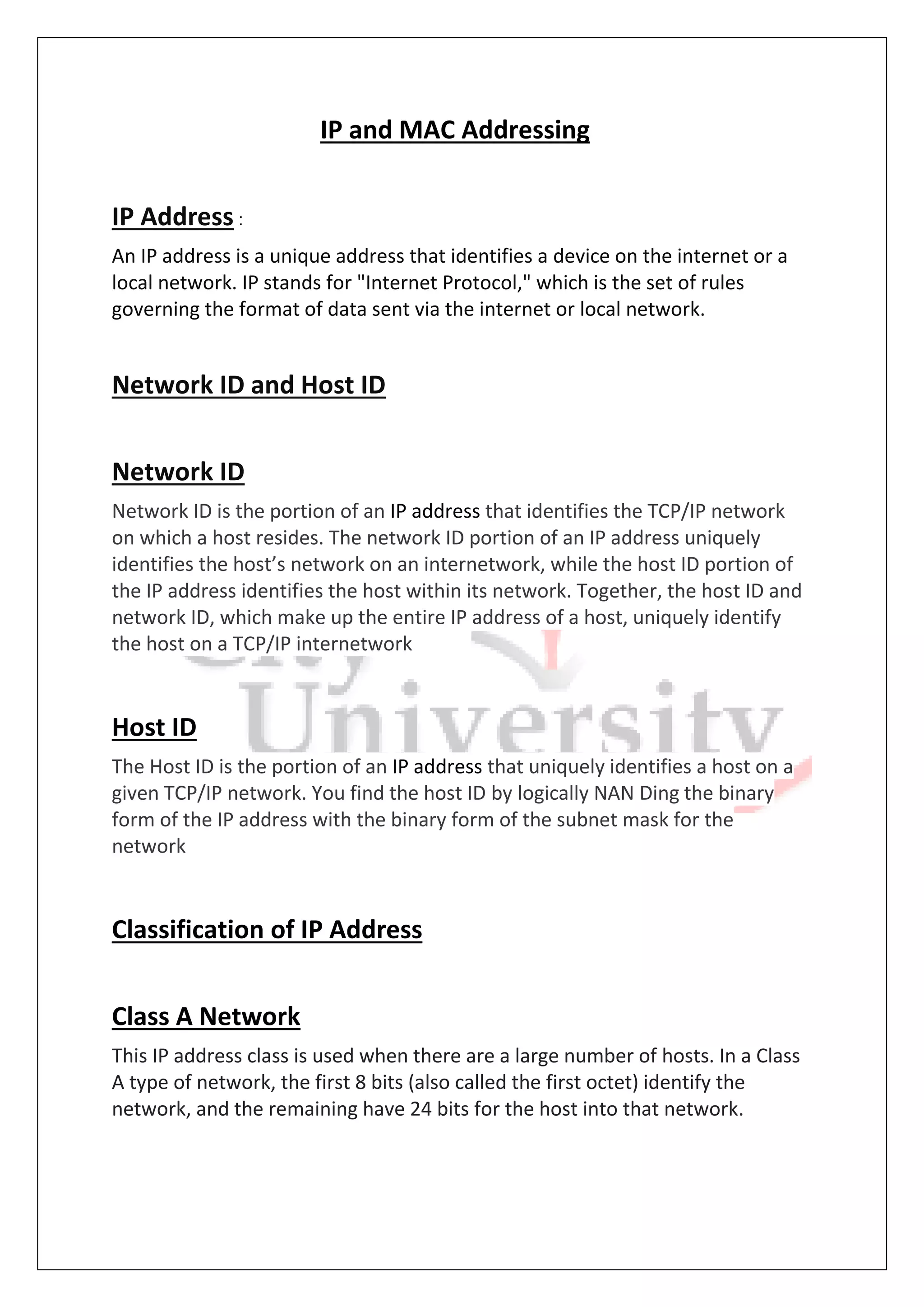IP and MAC addressing | PDF