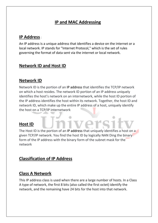 IP and MAC addressing | PDF