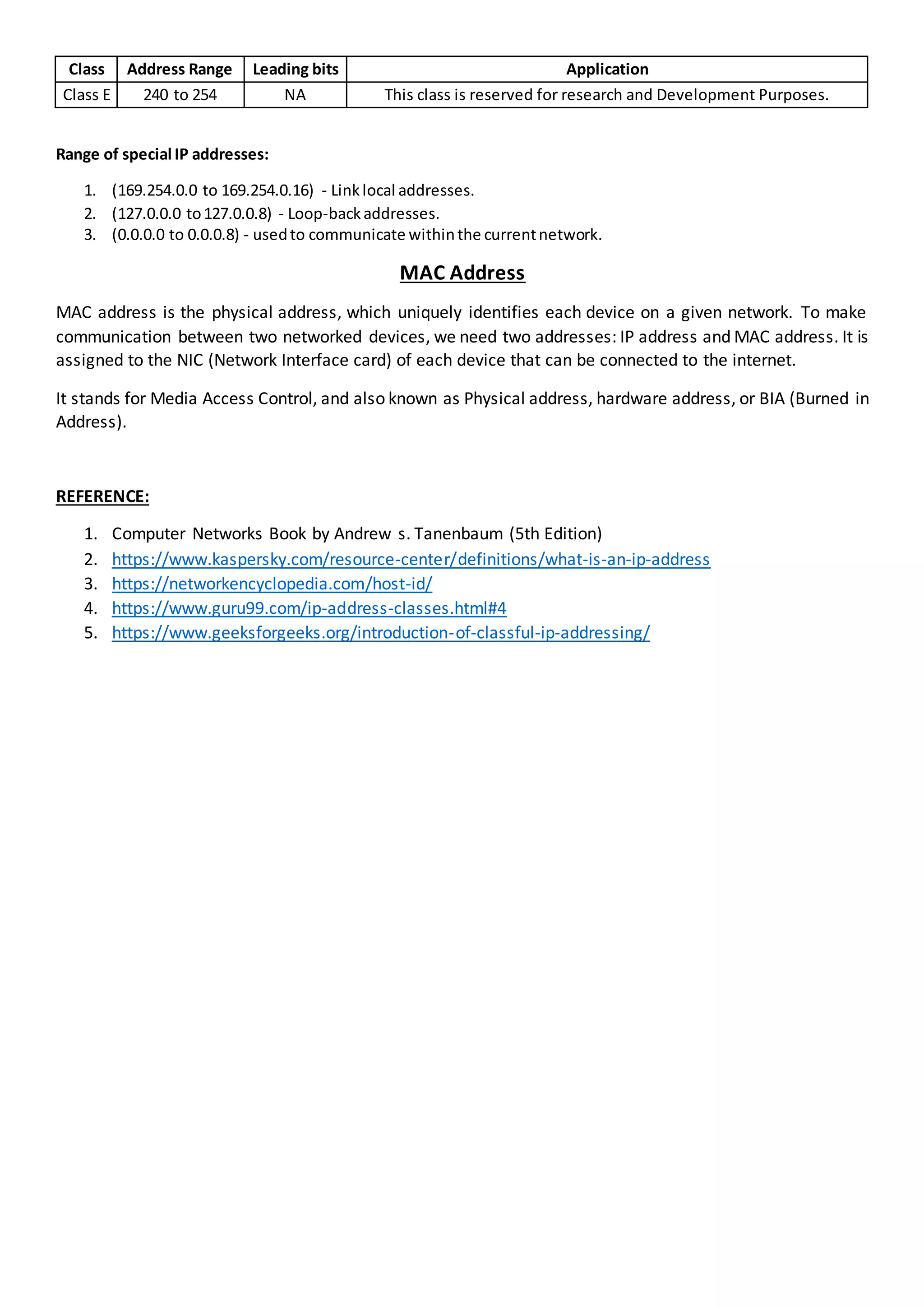 IP and MAC Address | DOCX
