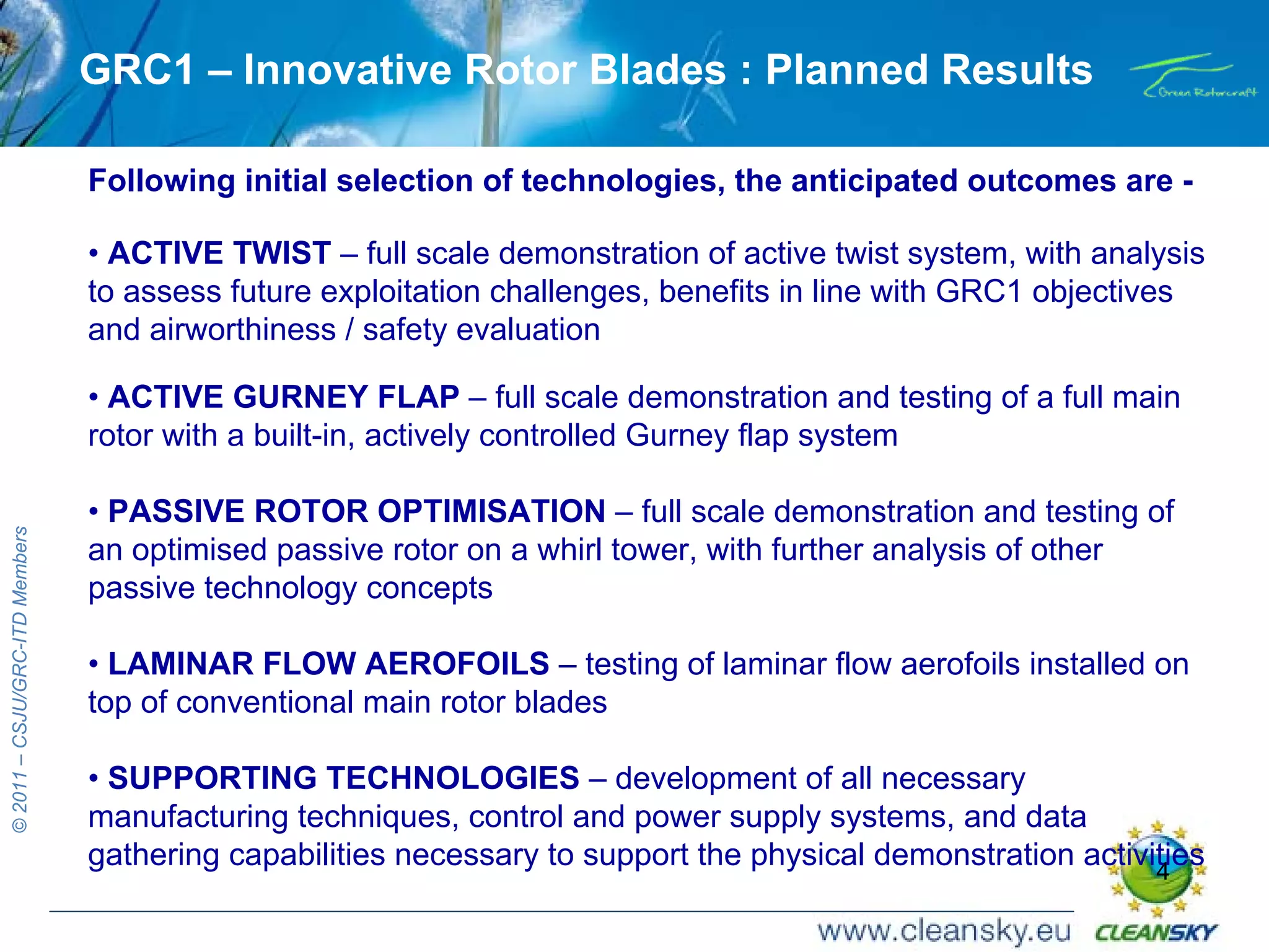 Green rotorcraft - GRC1 - Innovative Rotor Blades - IPAS2011 | PDF