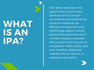 IPAs & ACOs: Complimentary Roles In Value Based Care | PPT