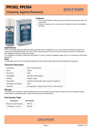 IPA Solvents for Flux Cleaning and Precision Applications | PDF ...