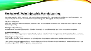 IPA Guidelines in Injectable Drug Manufacturing Units | PPTX