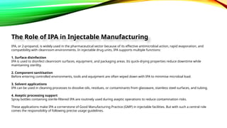 Safe IPA Usage in Injectable Drug Manufacturing Units | PPTX