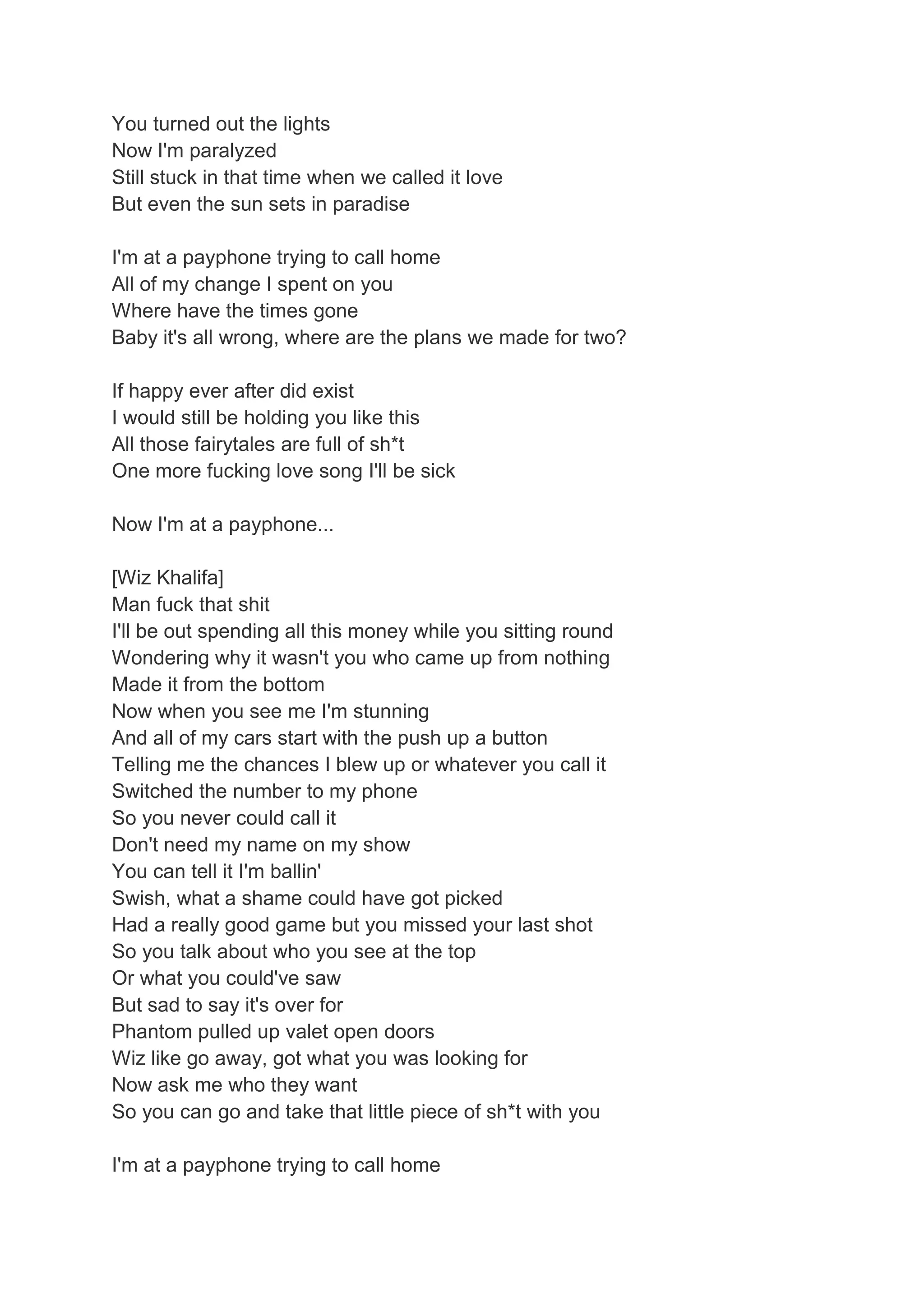 payphone lyrics | DOCX