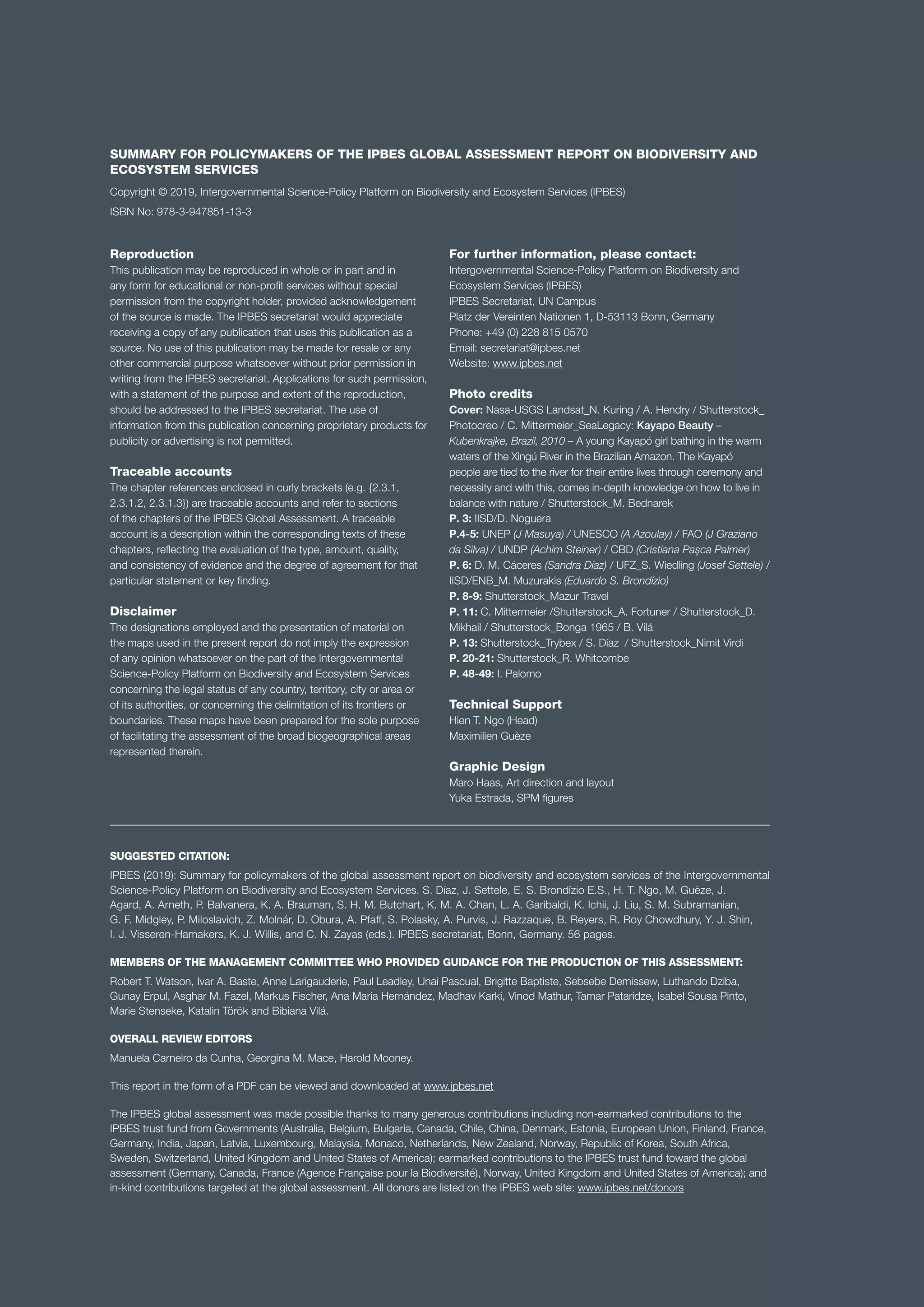 Global Assessment Report on Biodiversity and Ecosystem Services | PDF