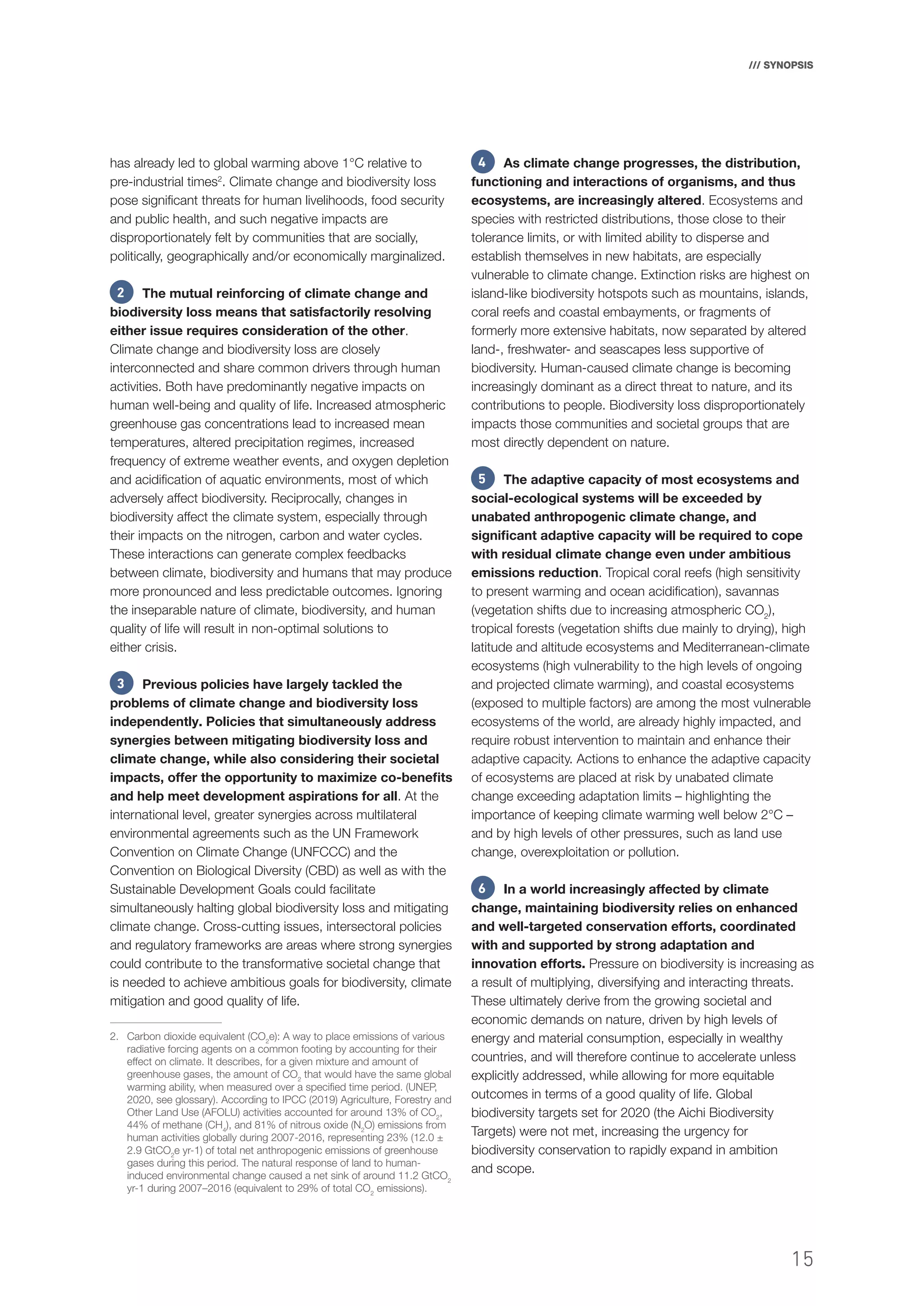 IPBES & IPCC : Biodiversity and Climate change report | PDF