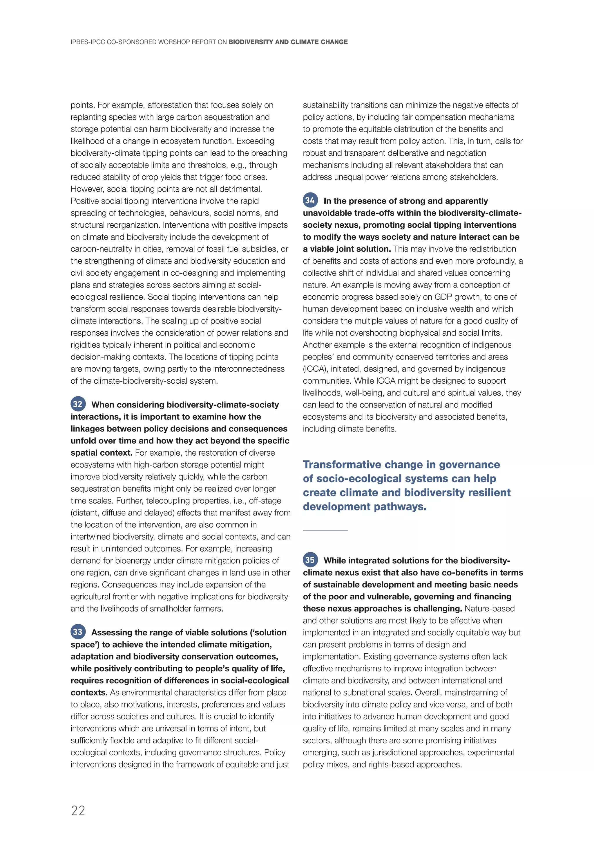 IPBES & IPCC : Biodiversity and Climate change report | PDF