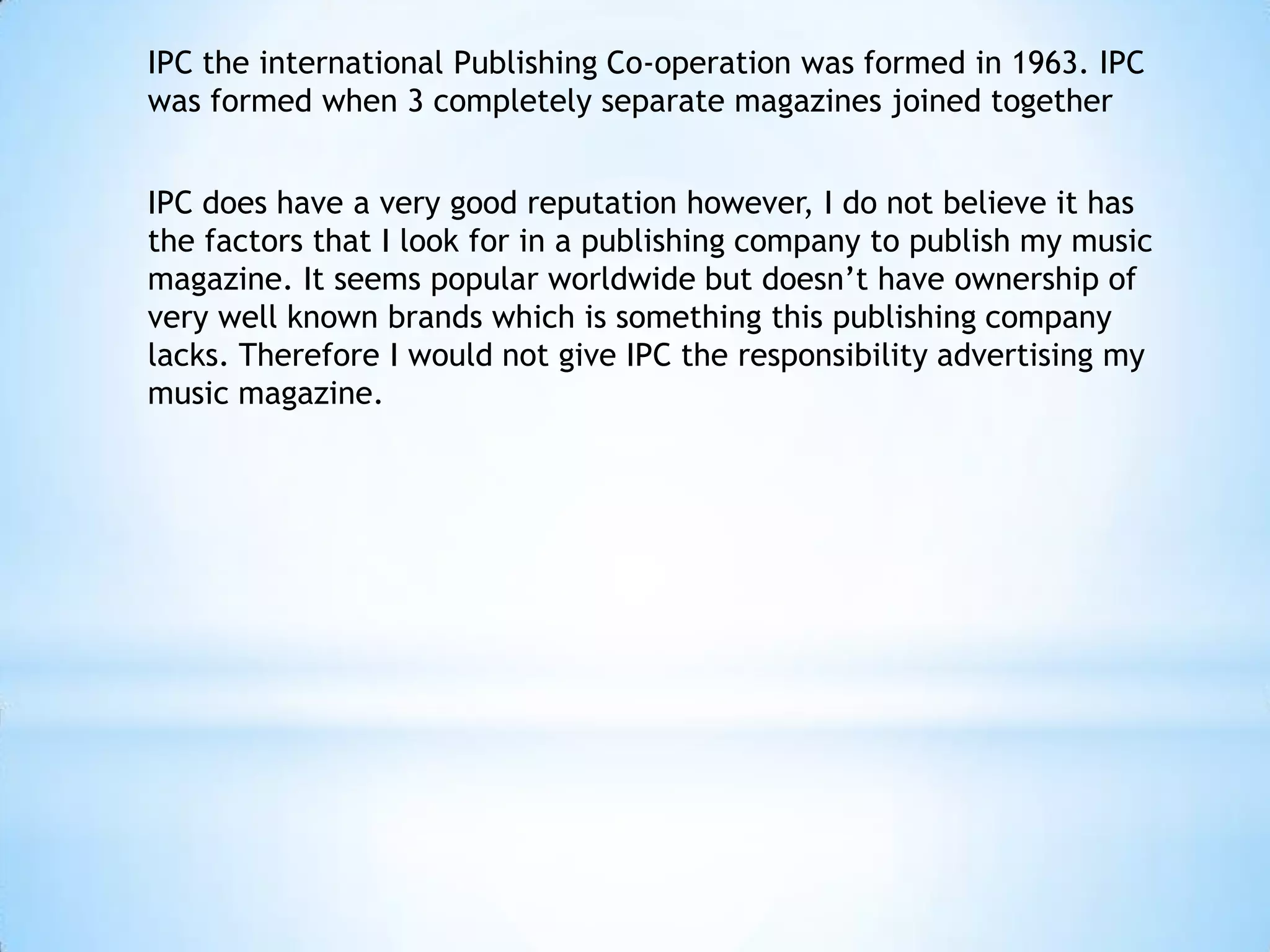 IPC | PPTX | Media Industry | Industries