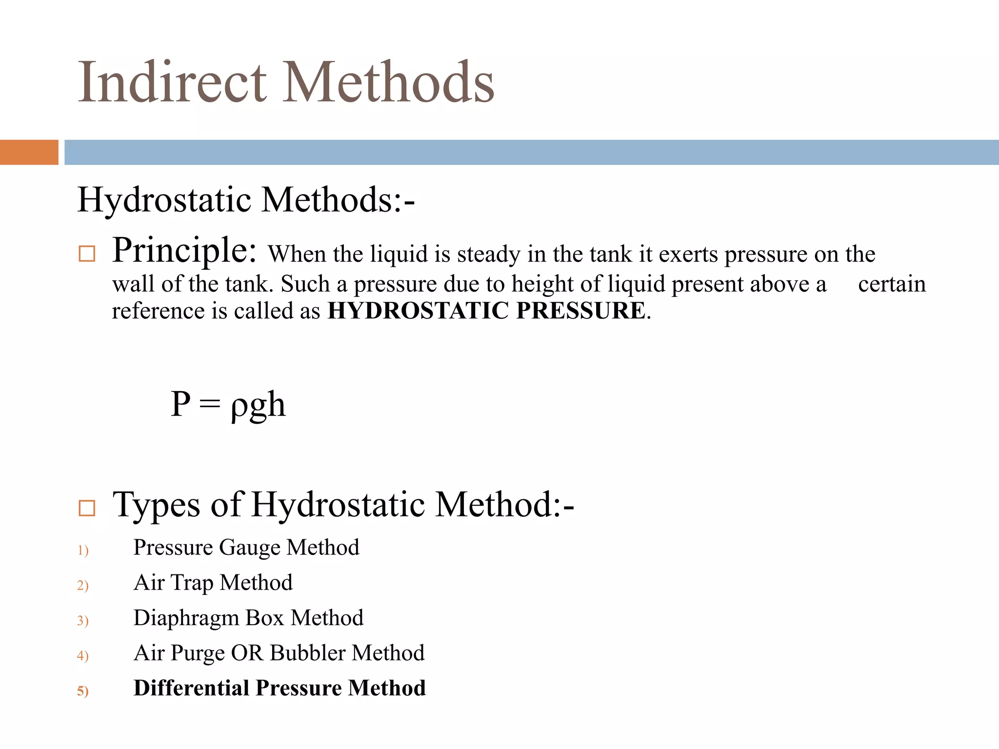 Liquid Level Measurement By Indirect Method | PPTX