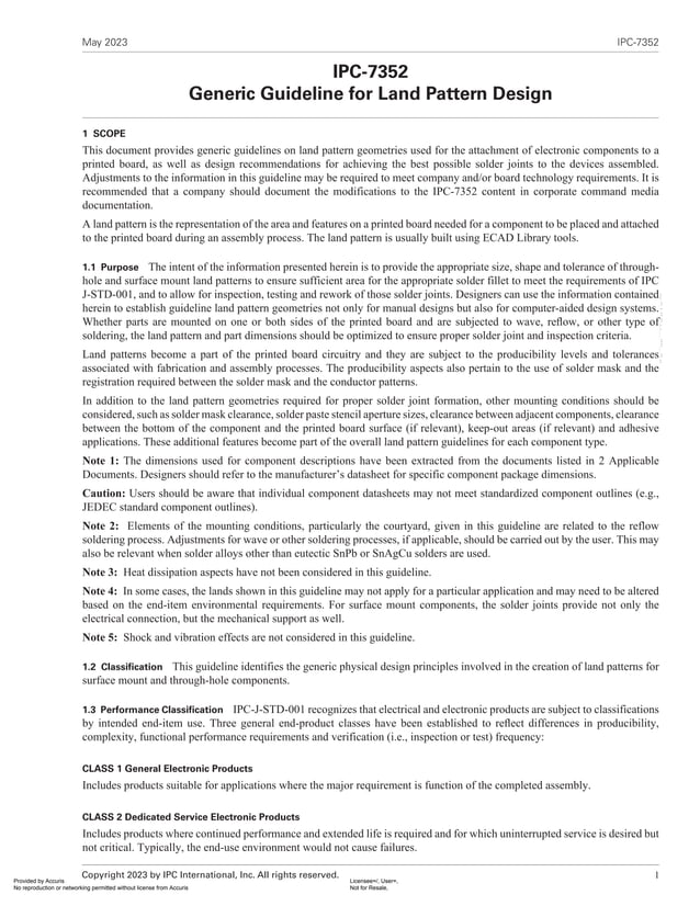 IPC-7352_2023 Generic Guideline for Land Pattern Designpdf | PDF | Desktop Publishing | Computer ...
