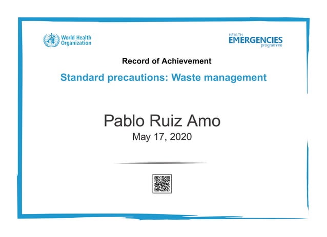 WHO - Standard precautions: Waste management - Pablo Ruiz Amo | PPT