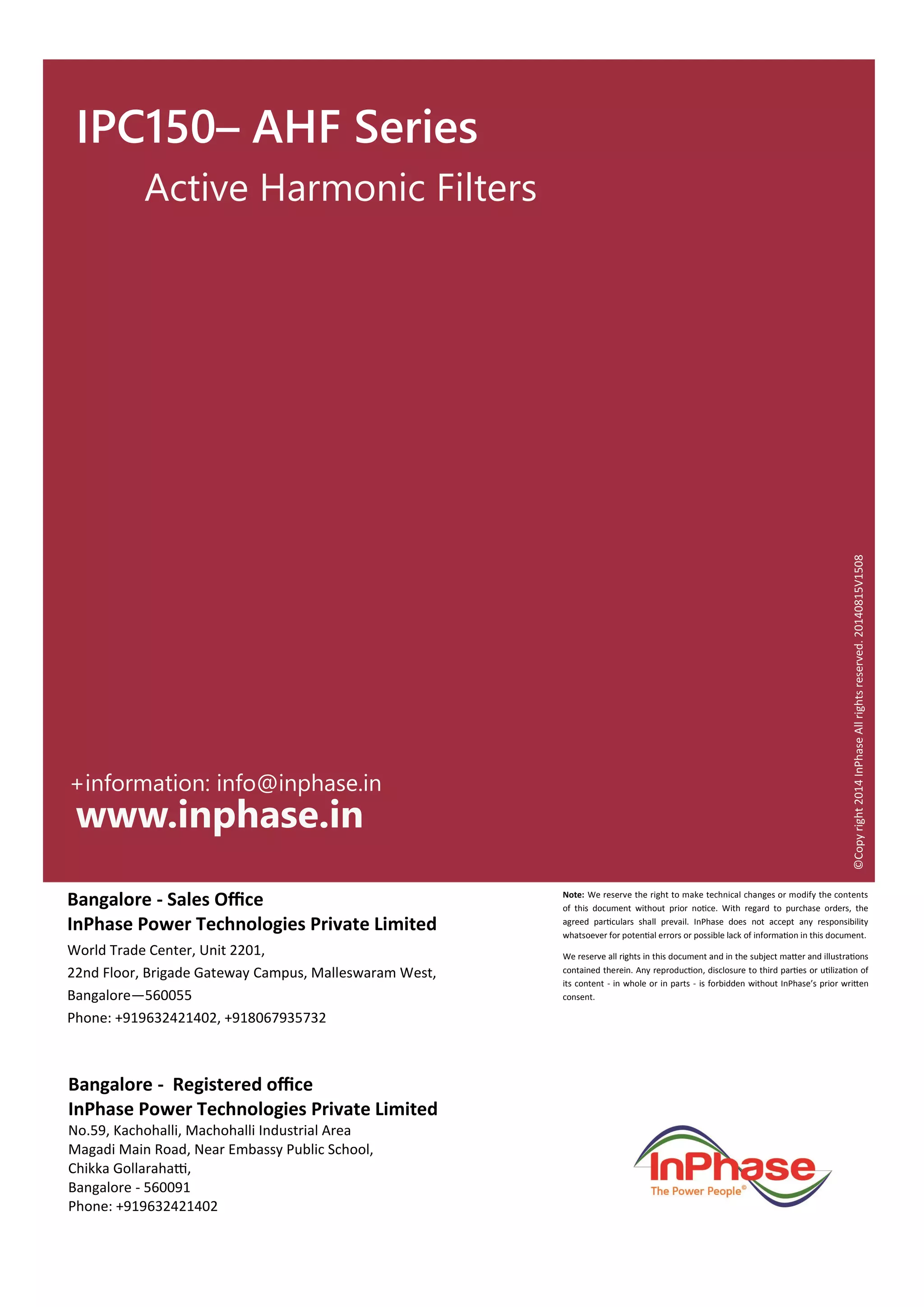 InPhase Power - IPC 150 Active Harmonic Filter | PDF | Home Appliances ...