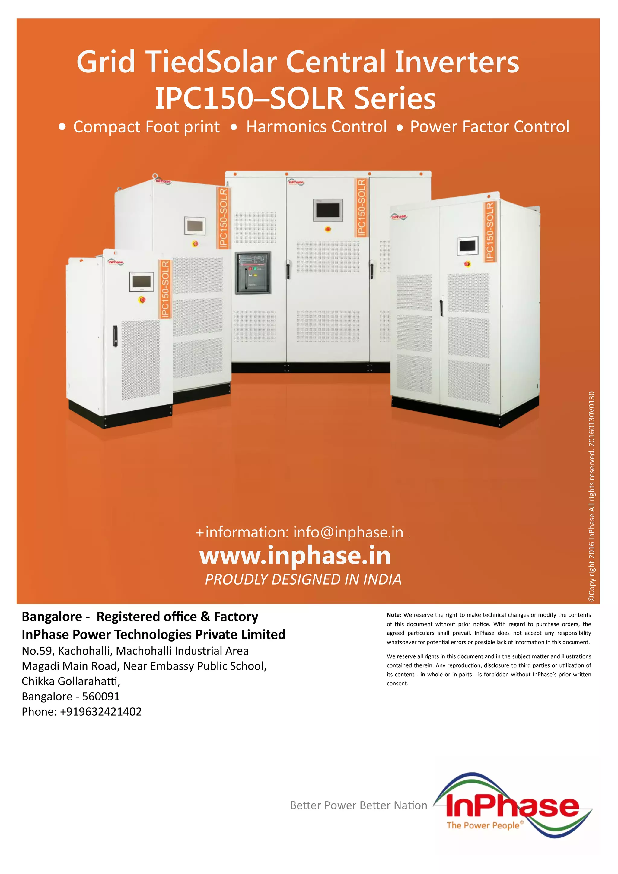 Central Grid Tie Solar Inverter - InPhase Power | PDF