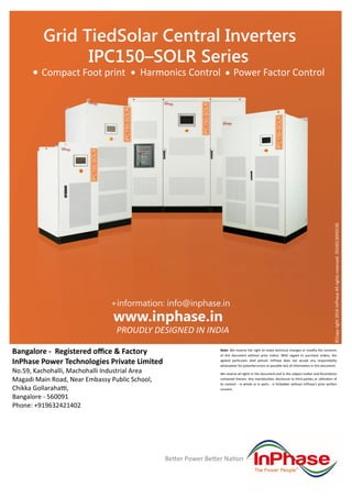 Central Grid Tie Solar Inverter - InPhase Power | PDF