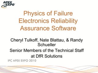 Physics of Failure Electronics Reliability Assurance Software | PDF
