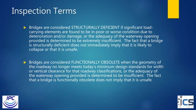IPC bridge inspection presentation | PPTX | Civil Engineering Industry ...
