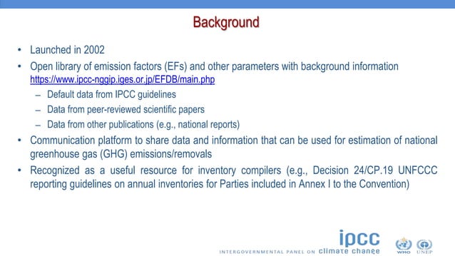 IPCC Emission Factor Database (EFDB) | PPTX | Databases | Computer ...