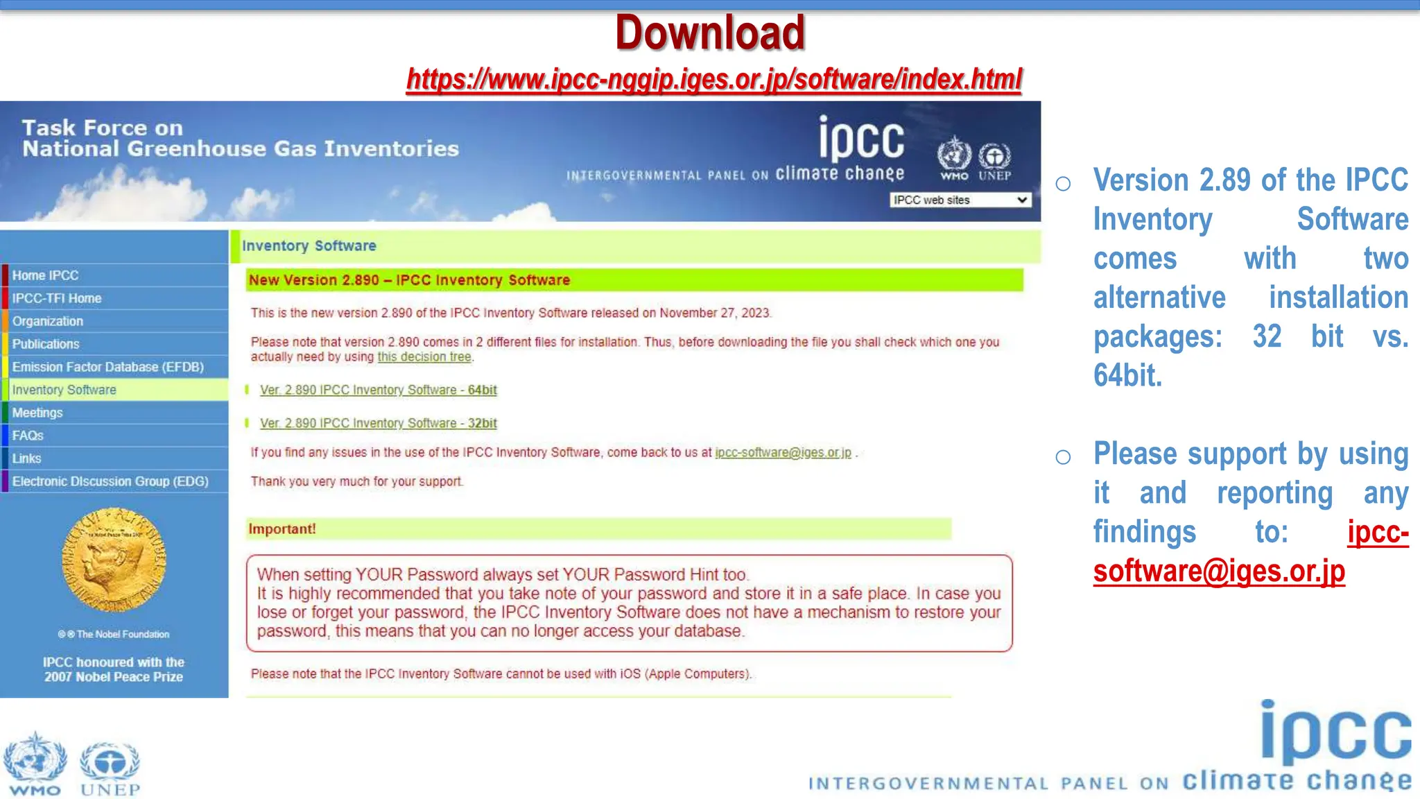 Overview of the IPCC Inventory Software for National Greenhouse Gas ...